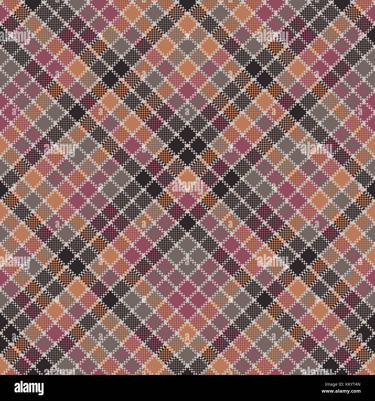 Mosaic check plaid pixel fabric texture seamless pattern. Flat design ...