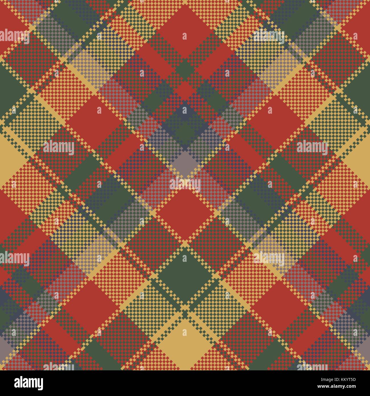 Red green check plaid texture textile seamless pattern. Vector ...