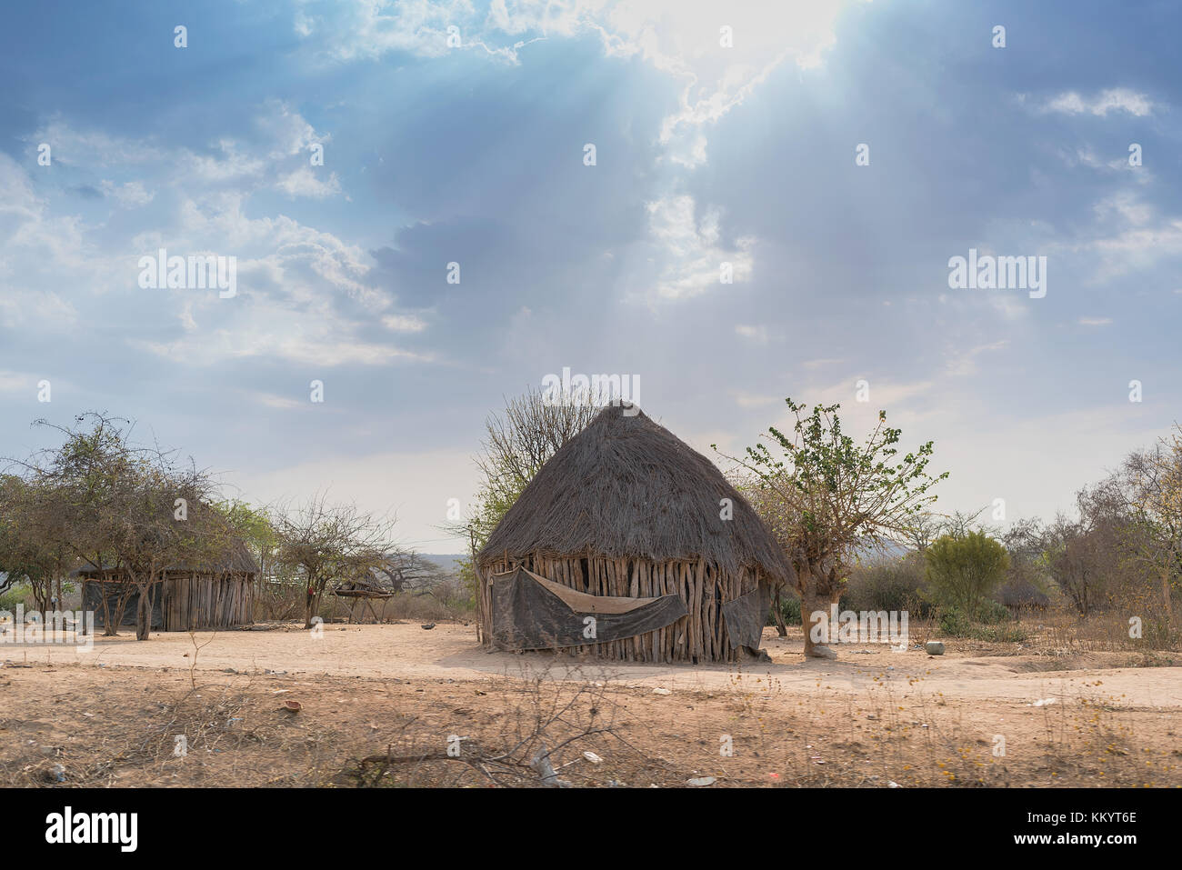 small African village with imbondeiros. Angola Stock Photo - Alamy