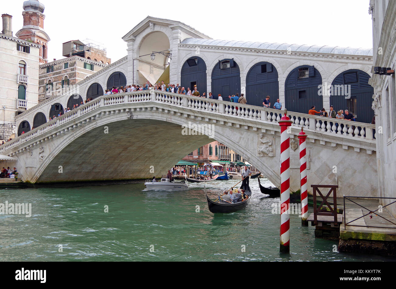 Venice, Italy, view of the recently refurbished Rialto bridge from the ...