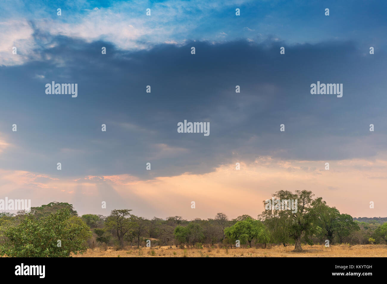African landscape in Lubango, Angola with mountains and dramatic sunset ...