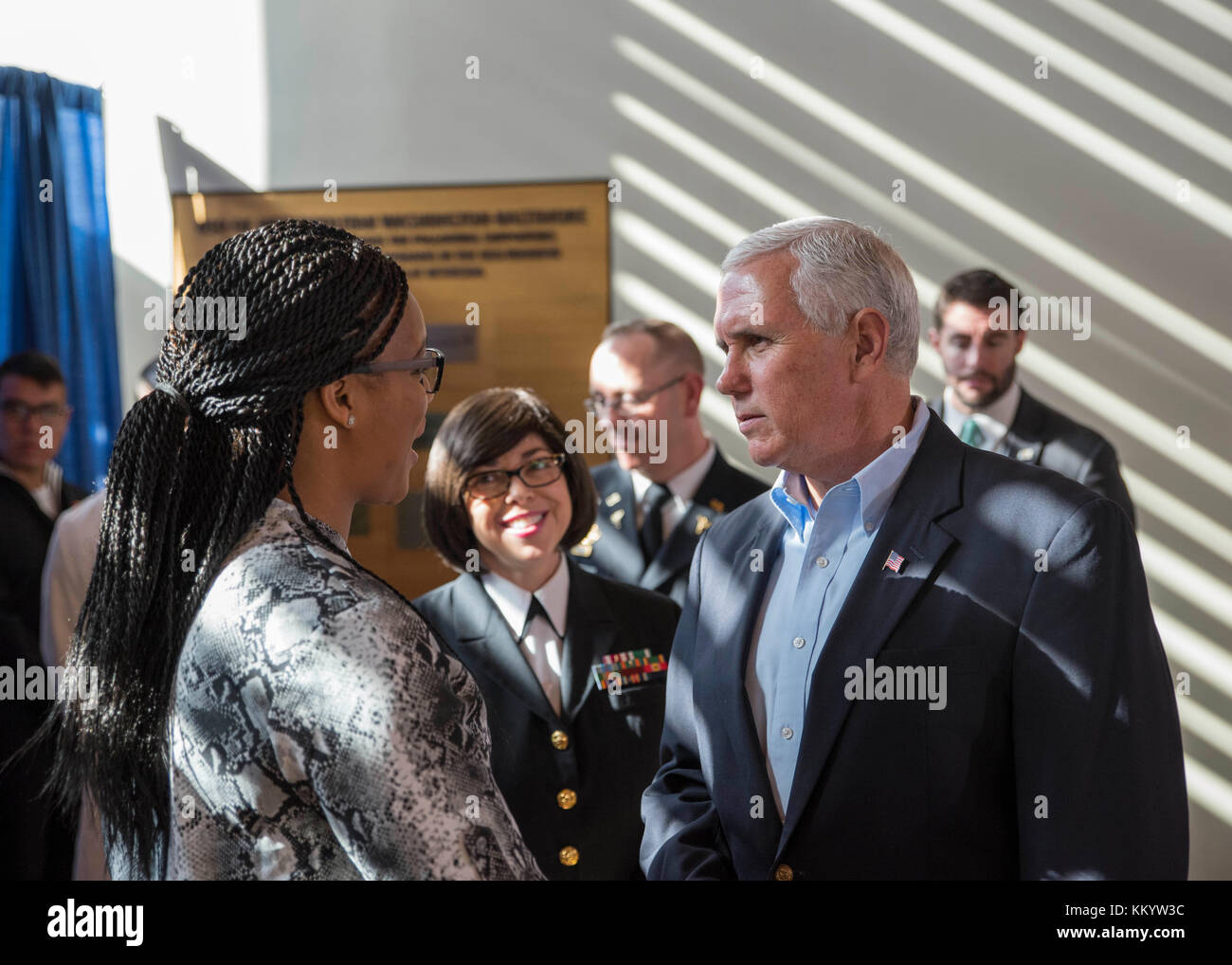 U.S. Vice President Mike Pence visits wounded soldiers at the Walter ...