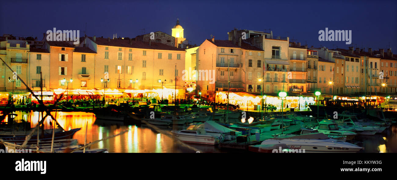 St.Tropez at night, Cote d'Azure, French Riviera, France Stock Photo ...