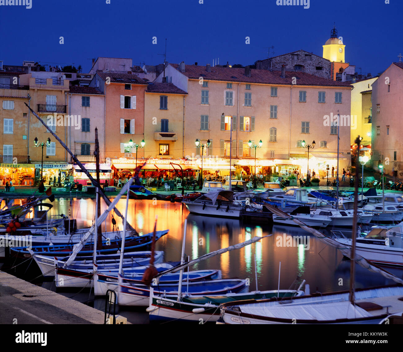 St.Tropez at night, Cote d'Azure, French Riviera, France Stock Photo ...