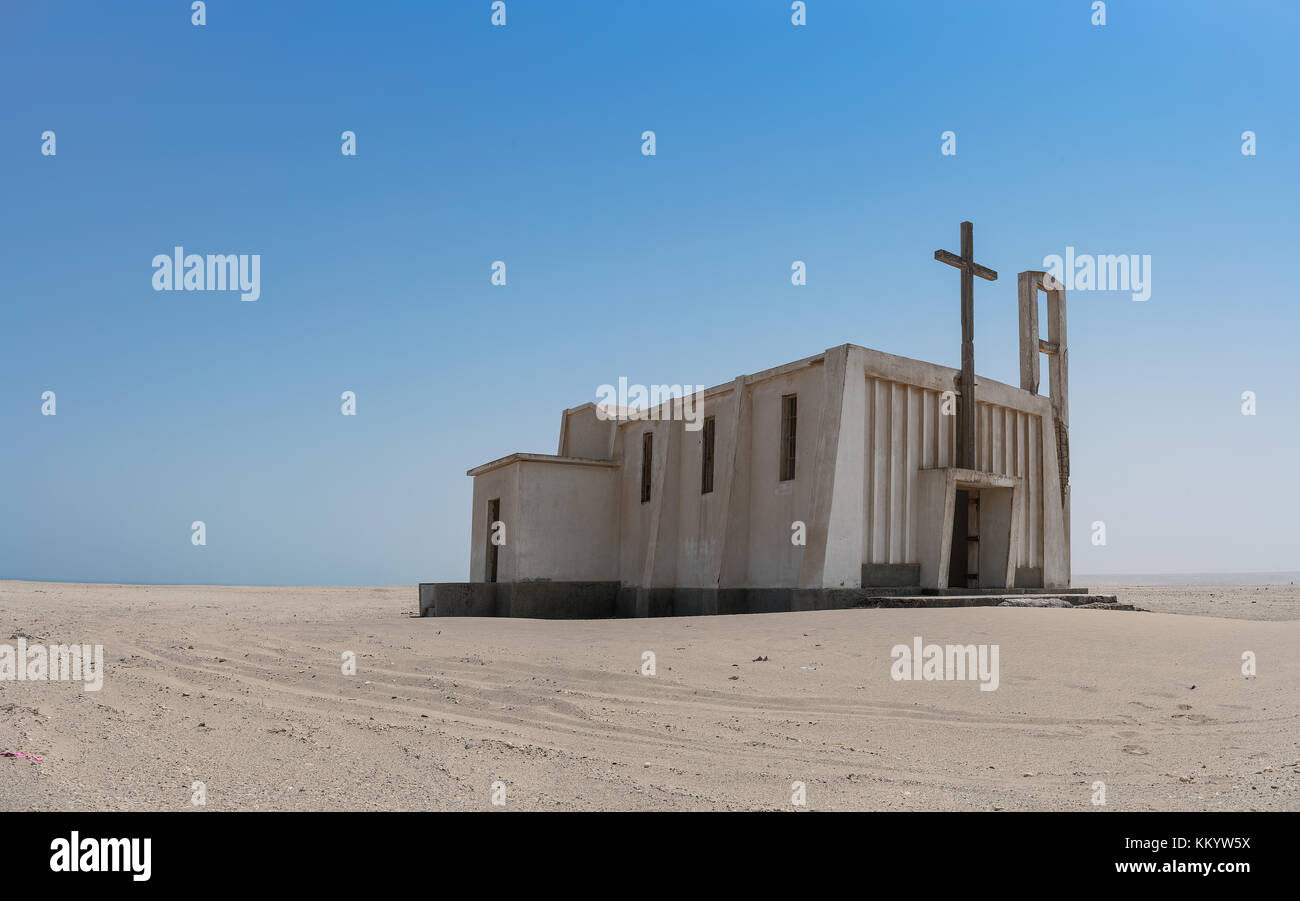 Abandoned church in Namibe, Angola. Typical Portuguese church of ...