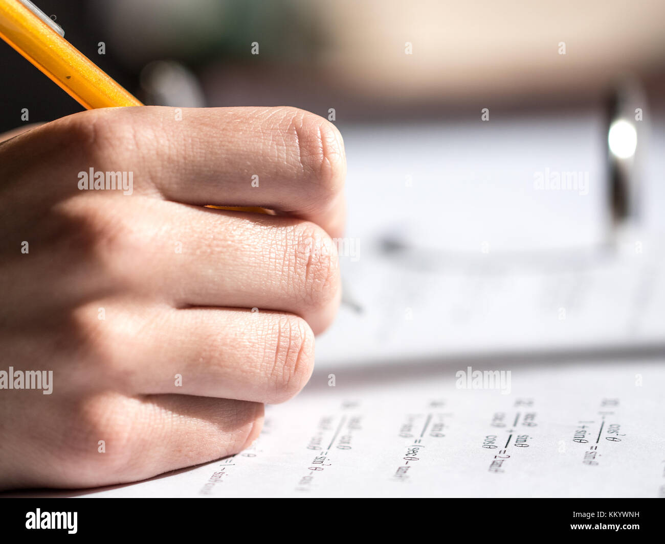 Studying for challenging Math Test Stock Photo - Alamy