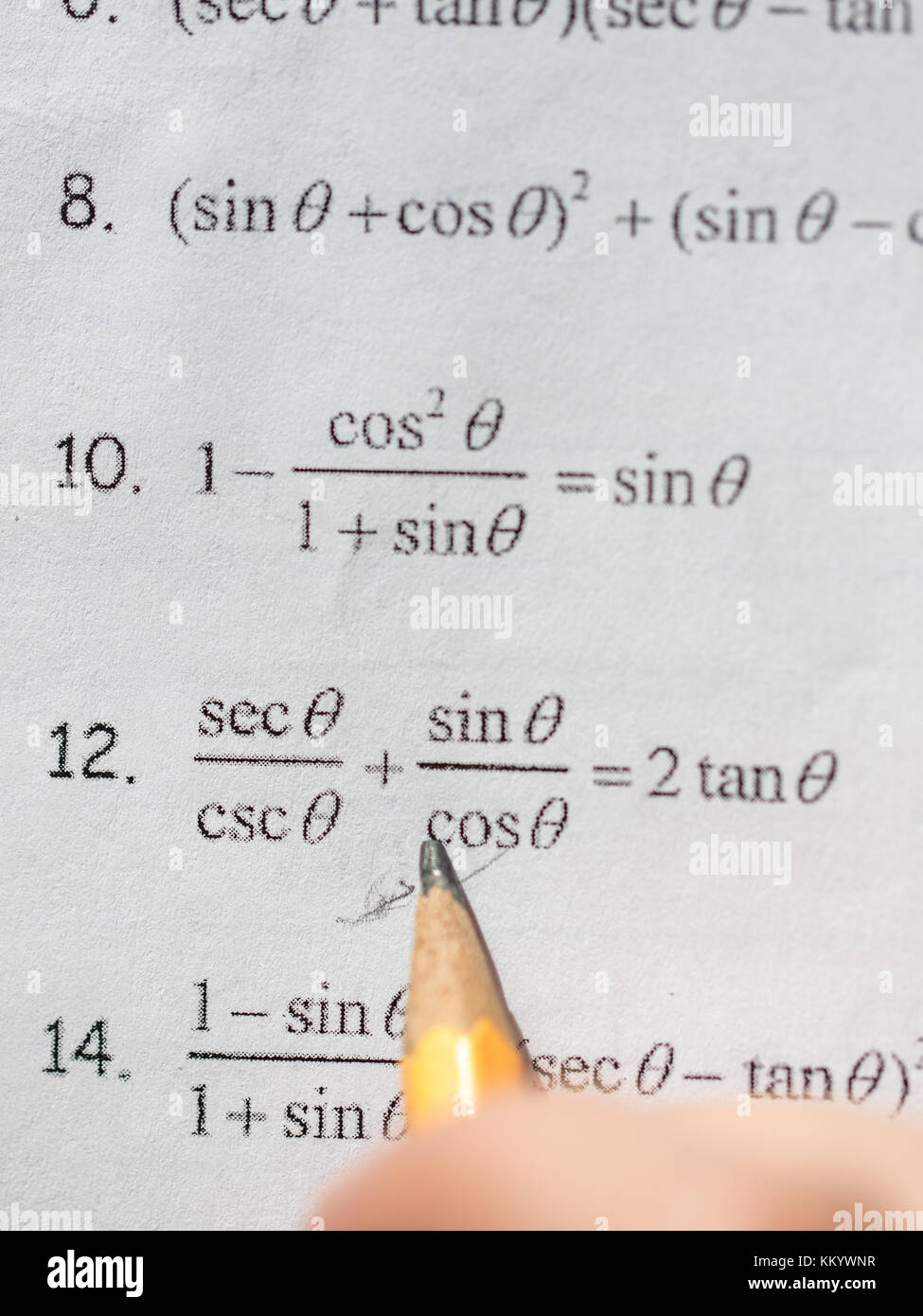 Studying for challenging Math Test Stock Photo - Alamy
