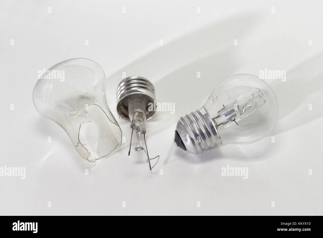 halogen bulb near the split filament lamp Stock Photo - Alamy