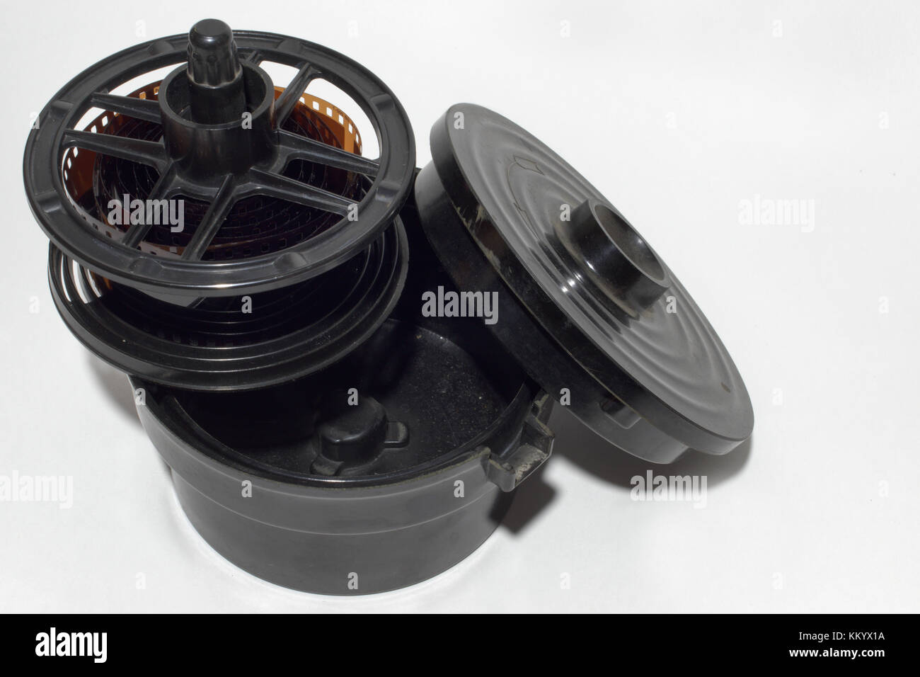 35mm developing tank, loaded with film. bakelite. USSR. Black one Stock ...