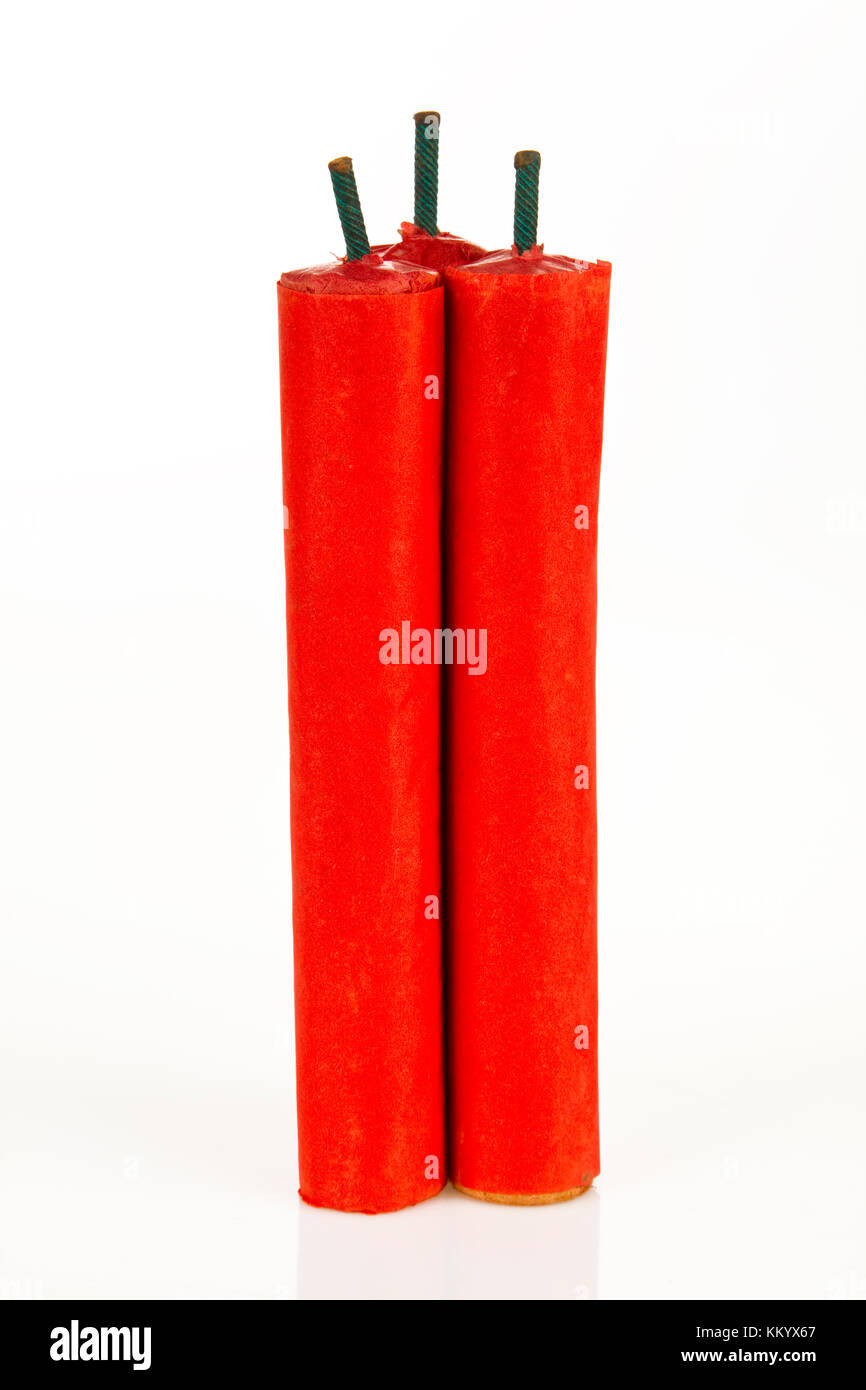 Red Firecracker isolated on white background Stock Photo - Alamy