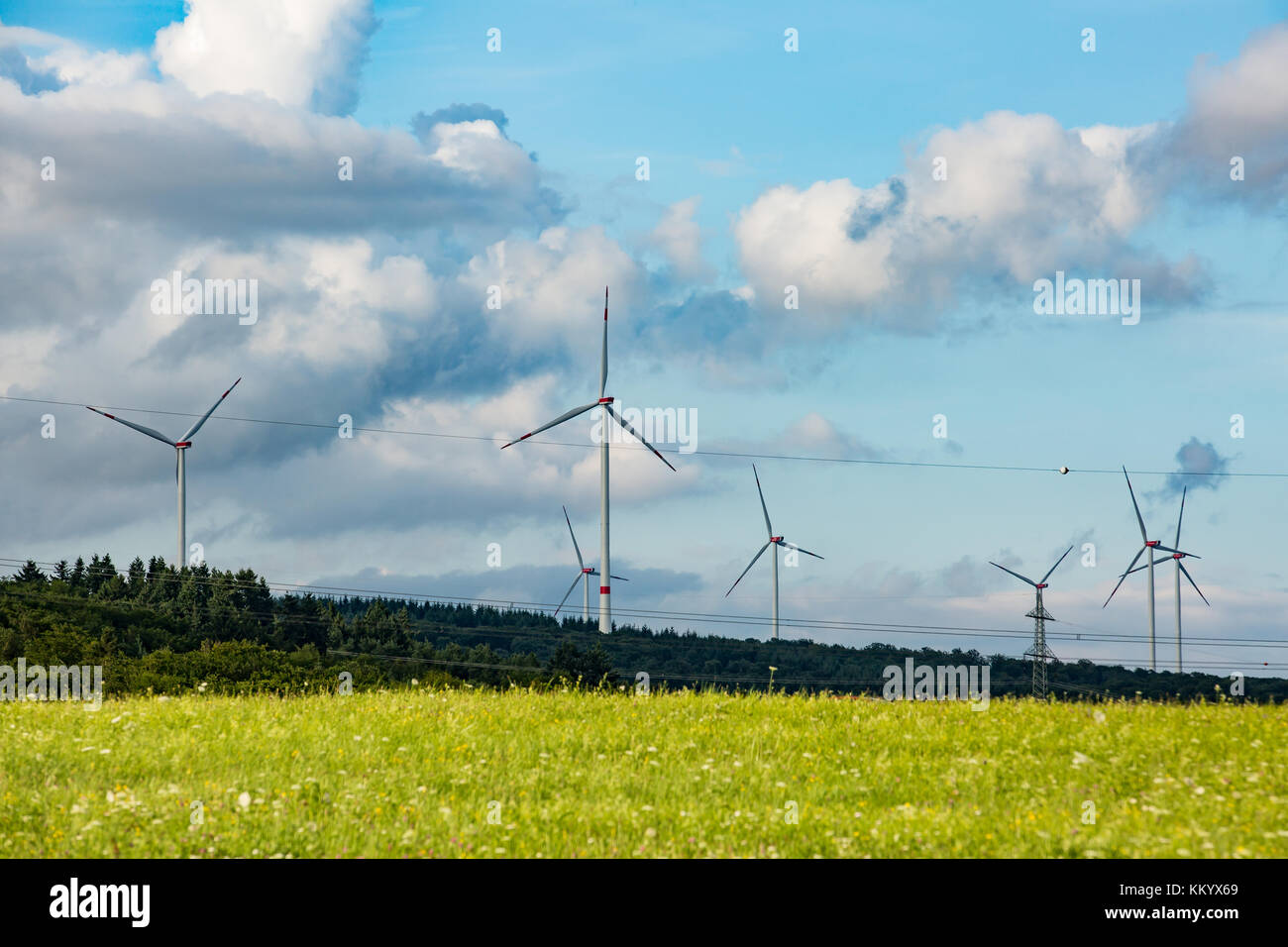 Wind Park with clouds in Mittelhessen, Germany Stock Photo - Alamy