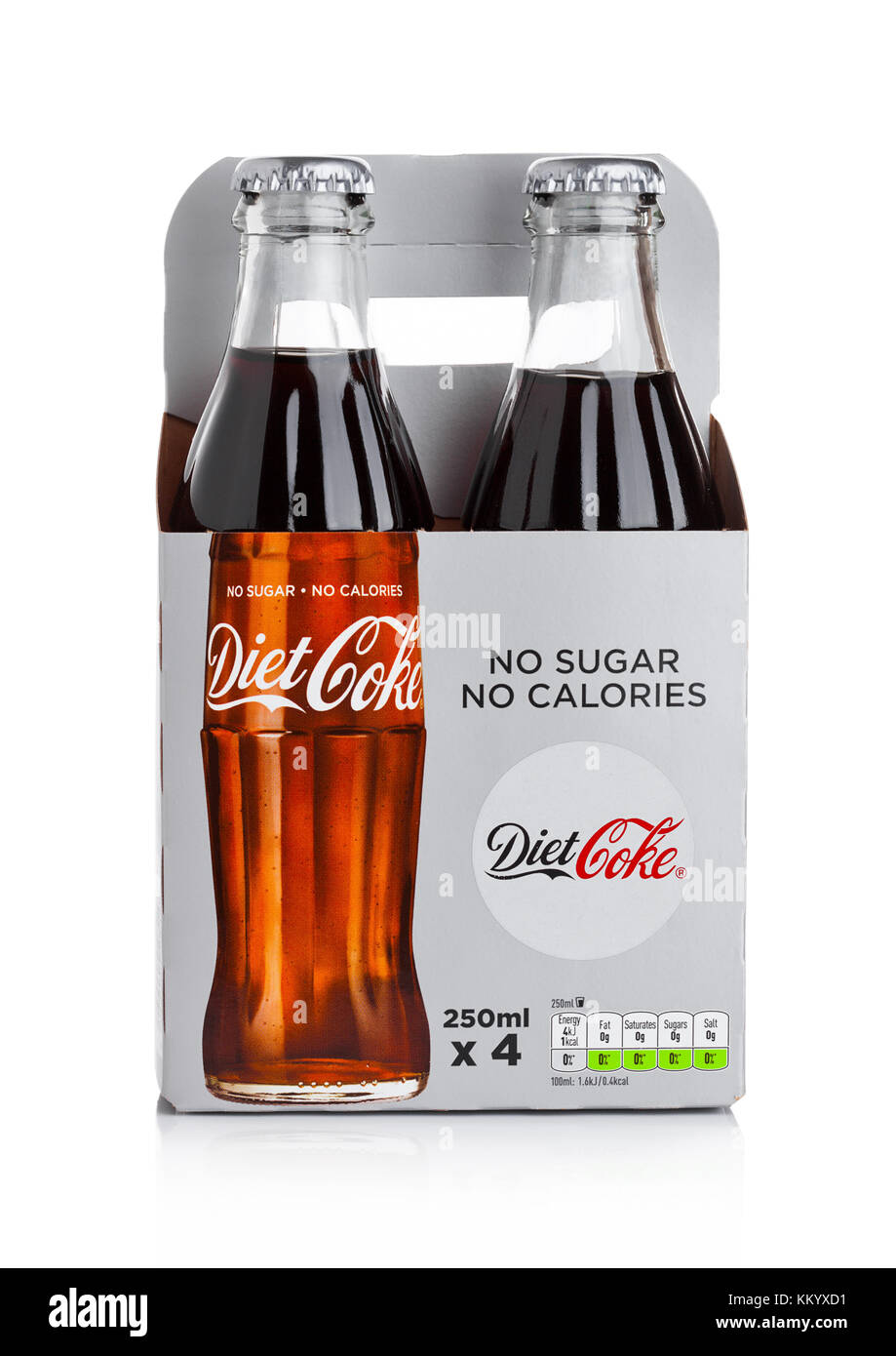 LONDON, UK - DECEMBER 01, 2017: Bottles pack of Diet Coca-Cola on white ...