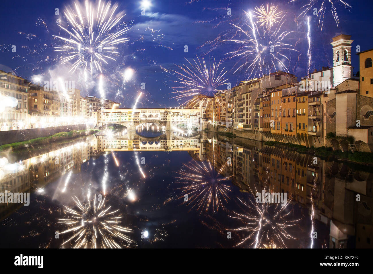 celebrating New year's eve in Florence, Italy - explosive fireworks ...
