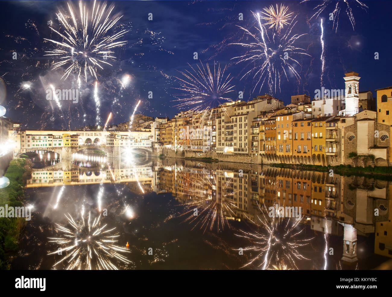 celebrating New year's eve in Florence, Italy - explosive fireworks ...