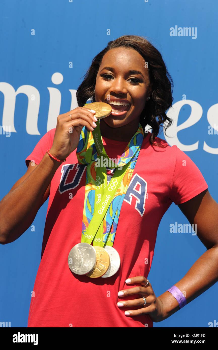 FLUSHING MEADOWS, NY - AUGUST 27: Simone Manuel at the stadium show ...