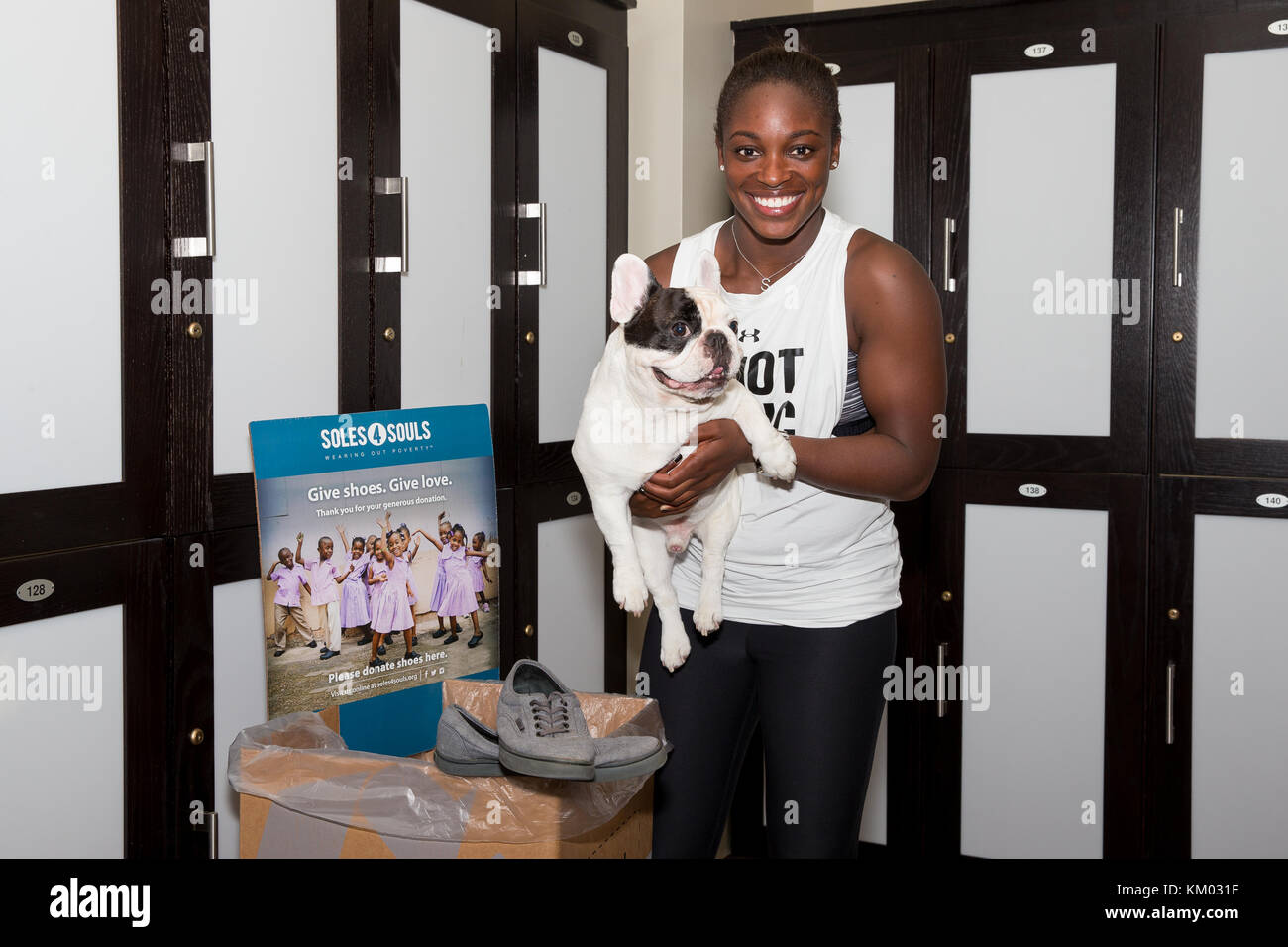 KEY BISCAYNE, FL - MARCH 26: Manny The Frenchie, Sloan Stephens at the ...