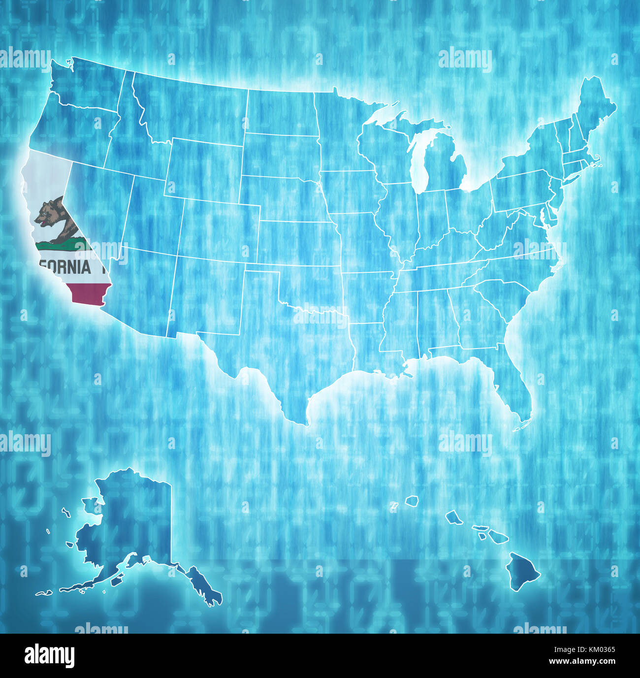 california on isolated map of united states of america with state ...