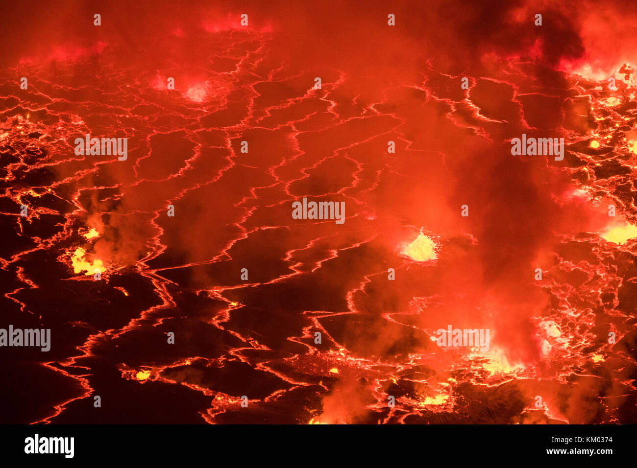 Nyiragongo volcano with active lava lake, Democratic Republic of Congo ...