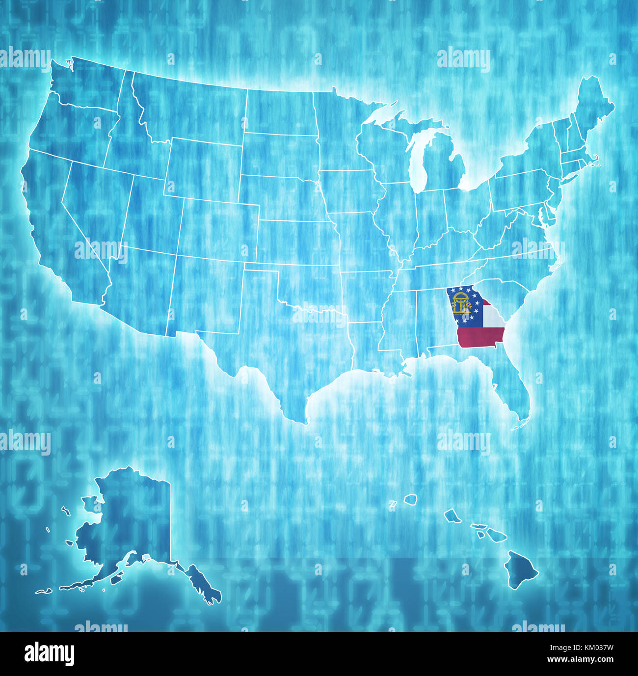 georgia on isolated map of united states of america with state borders ...