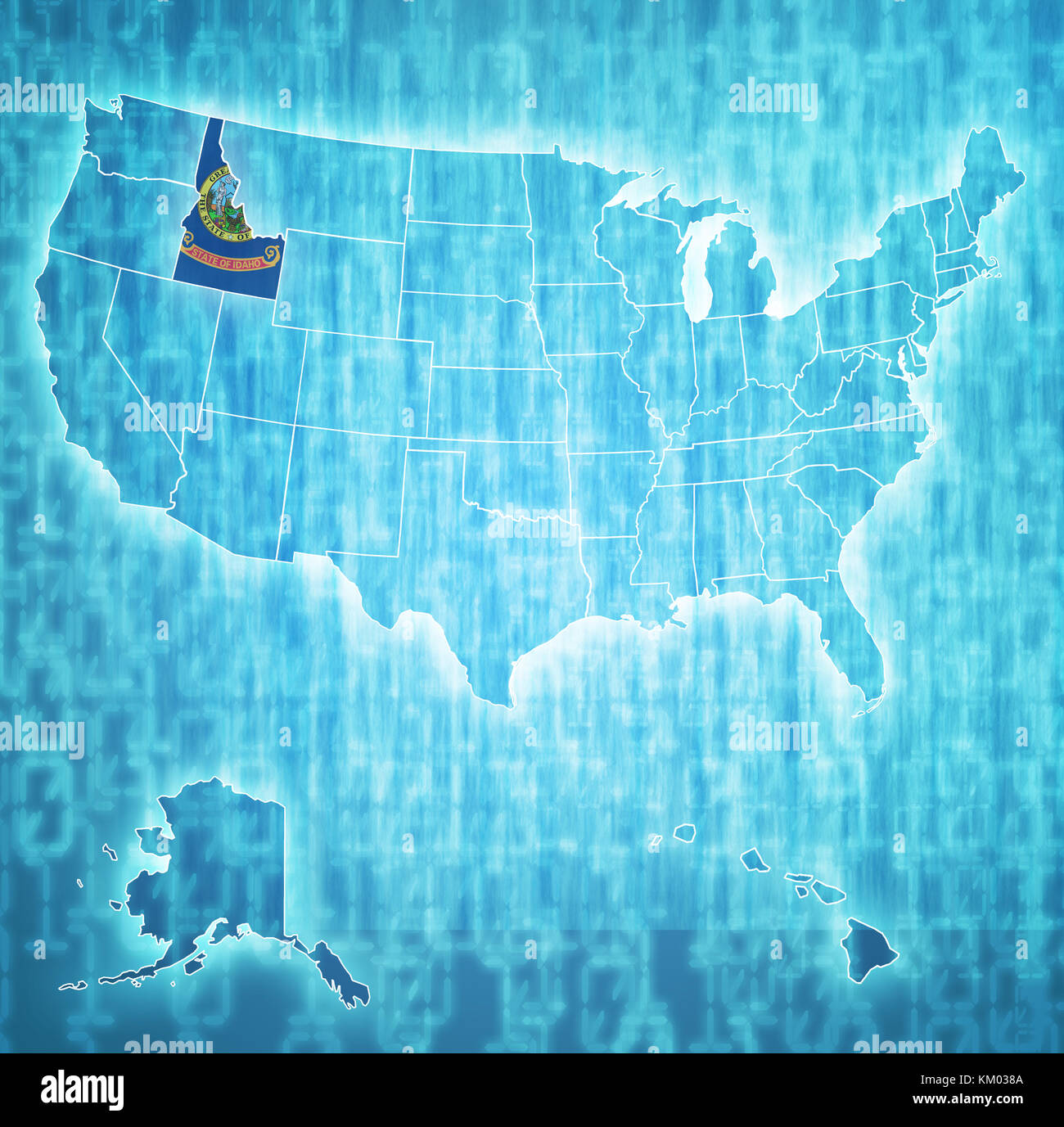 idaho on isolated map of united states of america with state borders ...