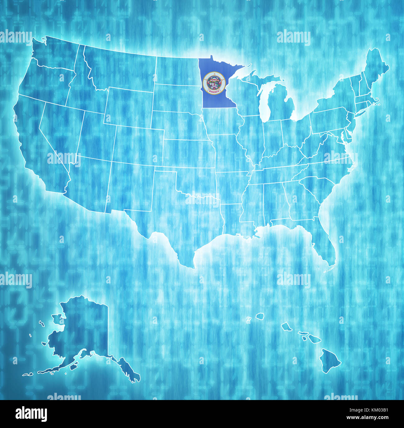minnesota on isolated map of united states of america with state ...
