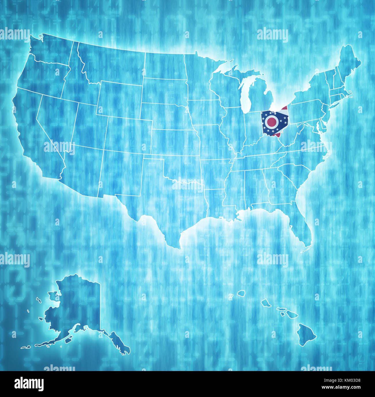 ohio on isolated map of united states of america with state borders ...