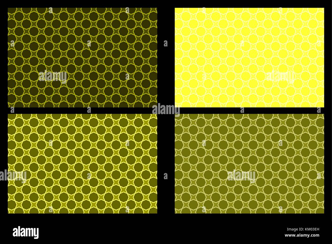 Four pointed star - black and yellow - vector pattern - set Stock ...