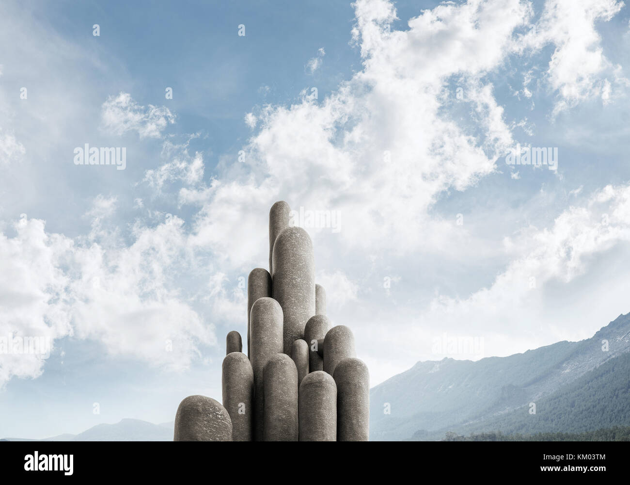 Multiple stone columns with breathtaking landscape Stock Photo - Alamy