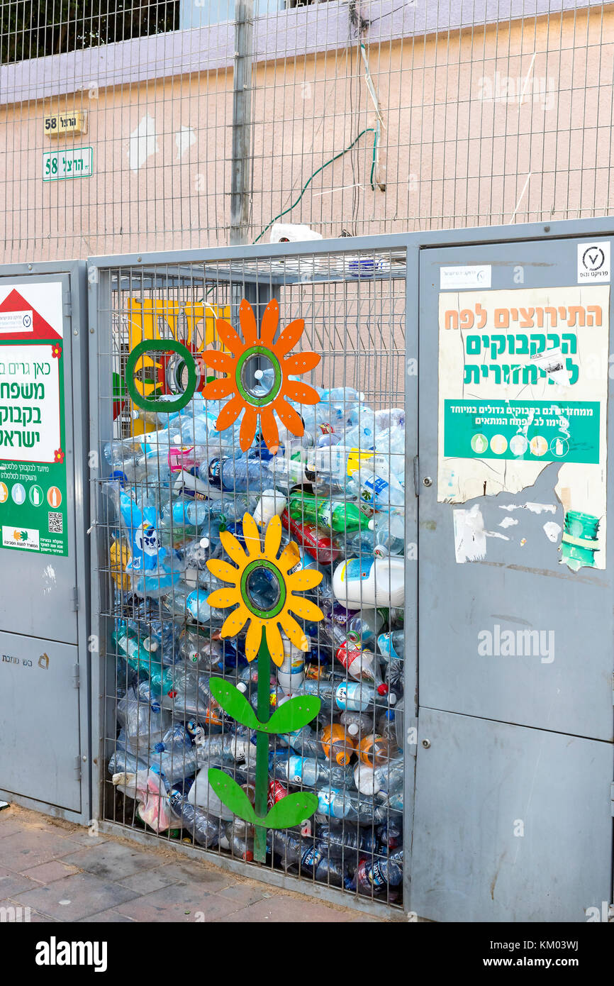 TEL AVIV , ISRAEL - 20 NOVEMBER 2017: Containers for the collection of ...