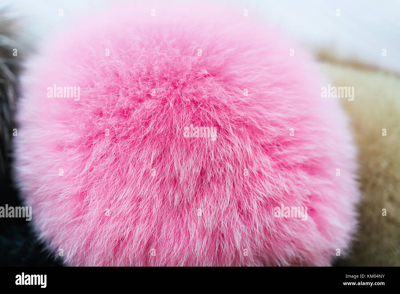 Pink fur pompon Stock Photo - Alamy