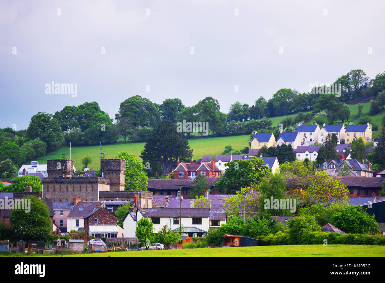 Village with Old houses in Brecknockshire in Brecon Beacons in South ...