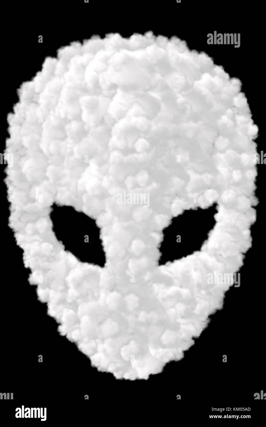 The alien from clouds on a black background Stock Photo - Alamy