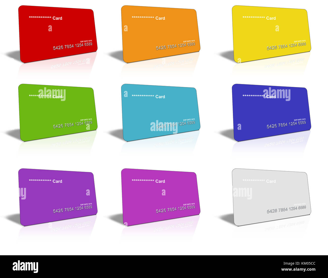 Colored credit cards on white Stock Photo - Alamy