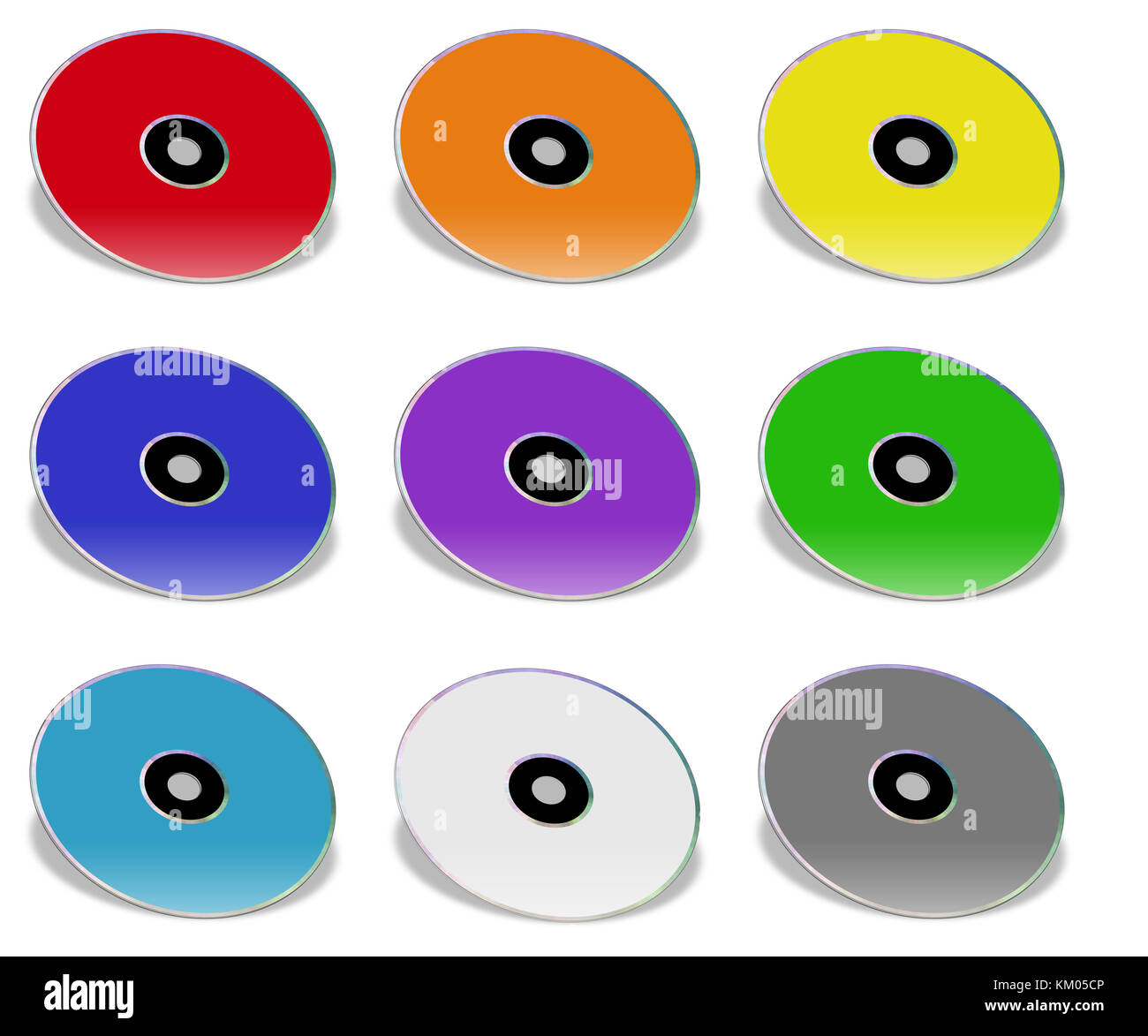 Colorful DVD's. Multimedia disks close-up. white background. Rainbow ...