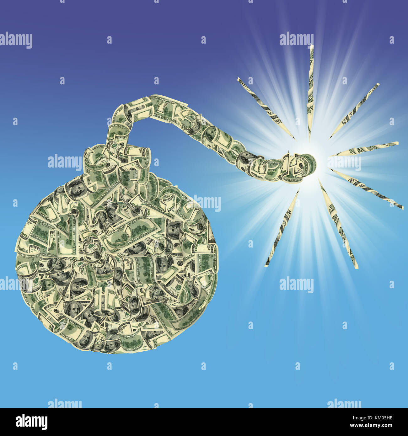 Financial Problems - Dollar Bomb. On sky background Stock Photo - Alamy