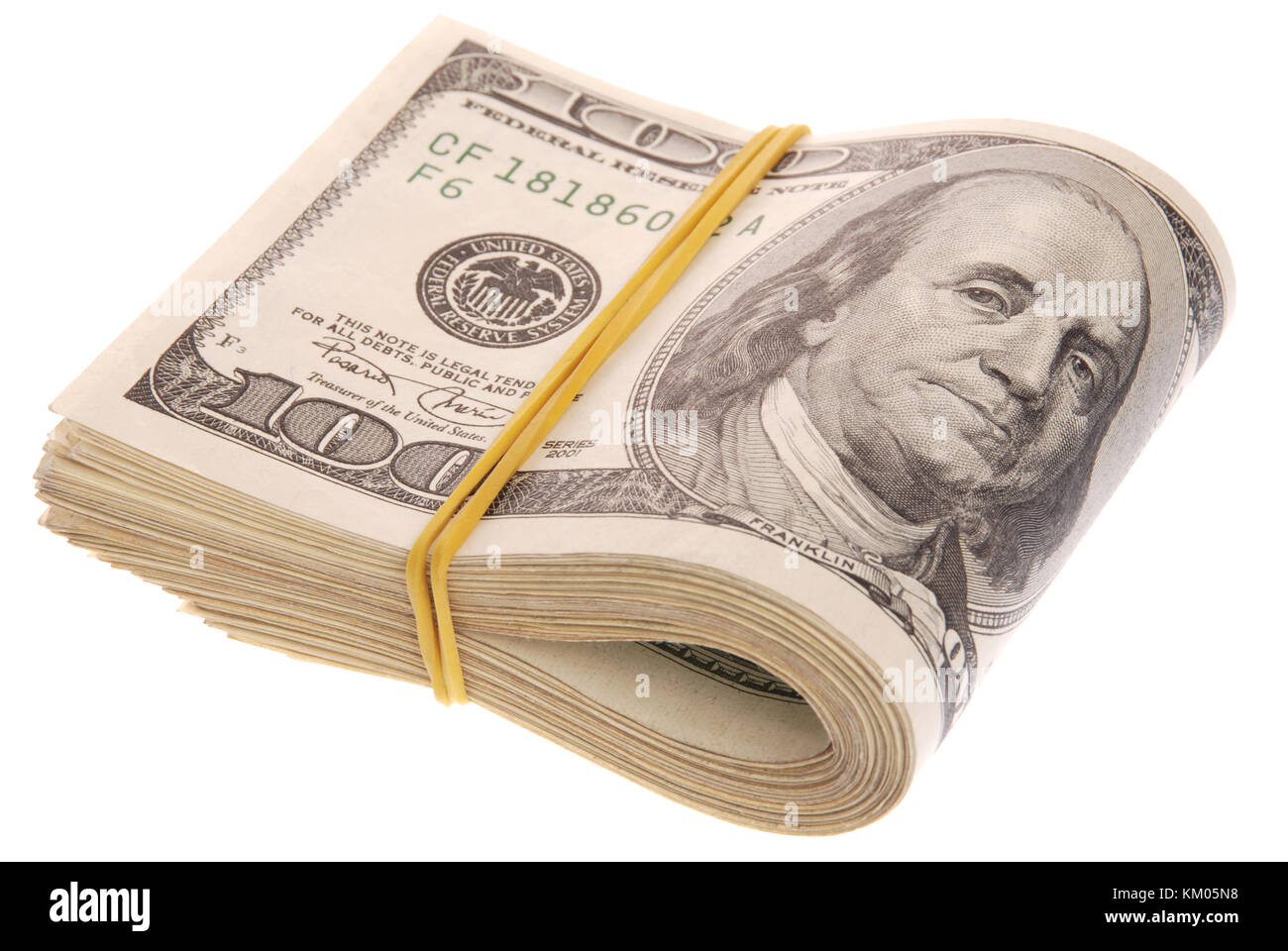 Pack of money on white background. Pack of bills. Pack of dollar bills ...