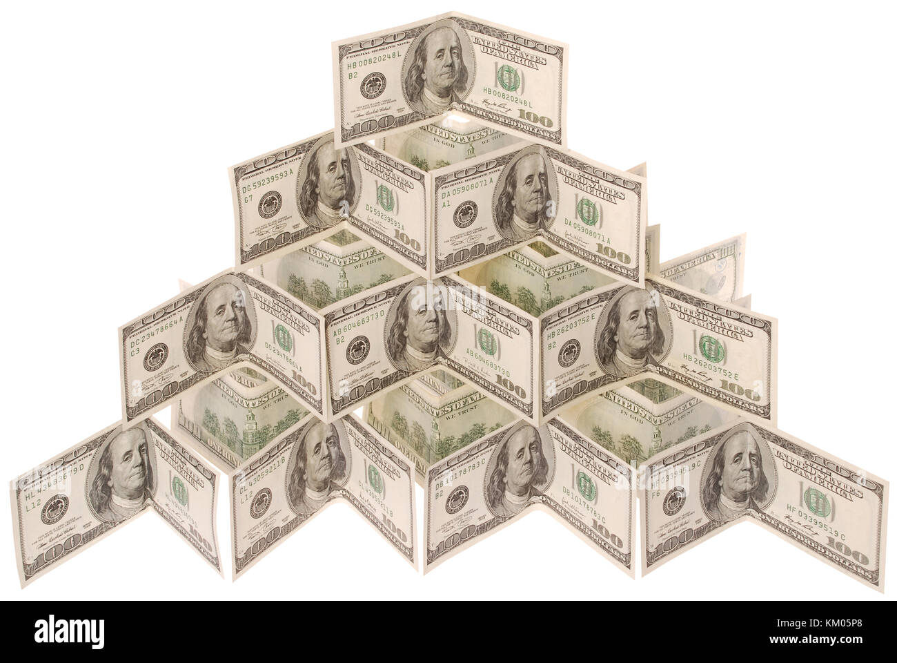 pyramid made of dollar isolated on white background Stock Photo - Alamy