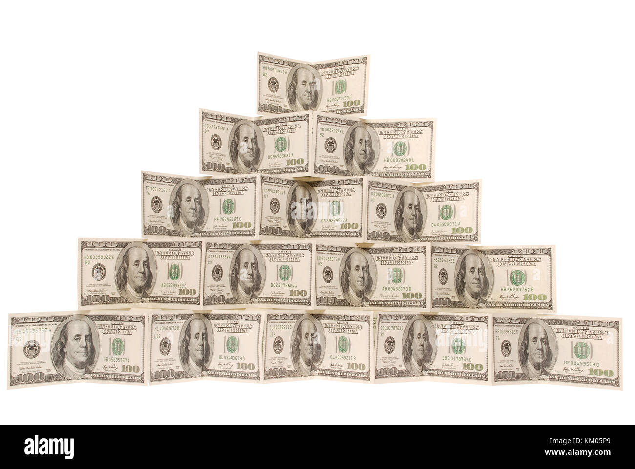 pyramid made of dollar isolated on white background Stock Photo - Alamy