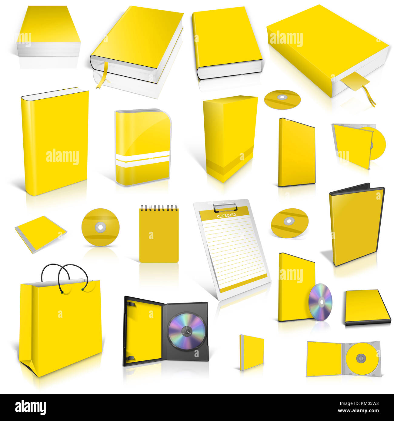 Yellow 3d blank cover collection, isolated on white Stock Photo - Alamy