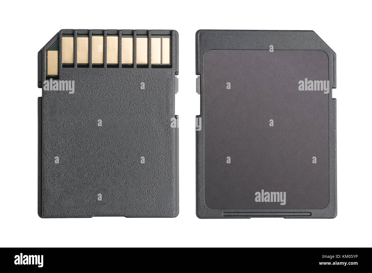 Blank black sd memory card, two sides view. Isolated on white, clipping ...