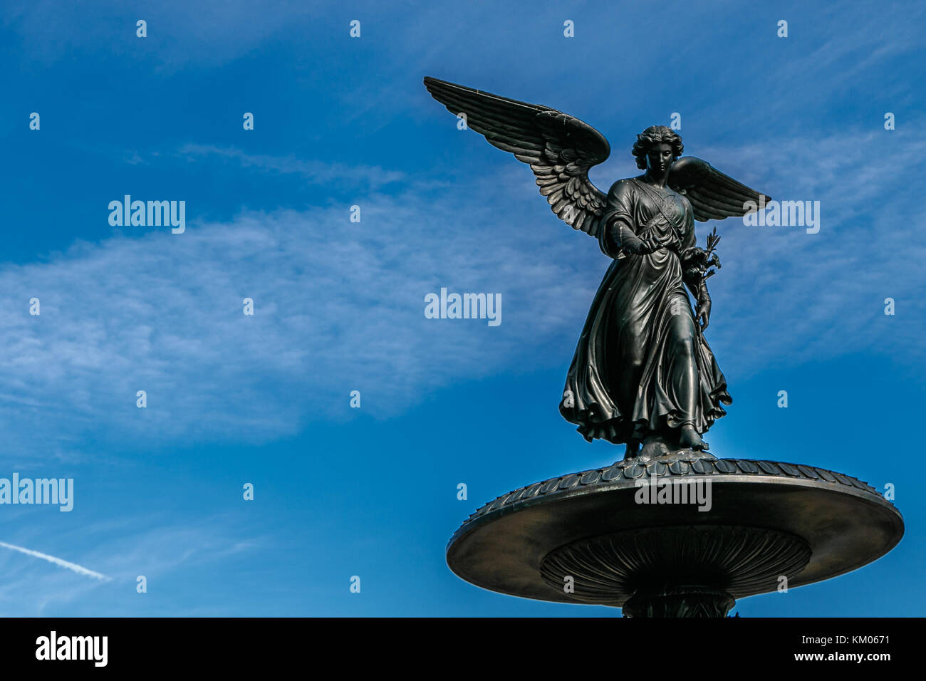 Angel of the Waters statue at the top of Bethesda fountain in Central ...