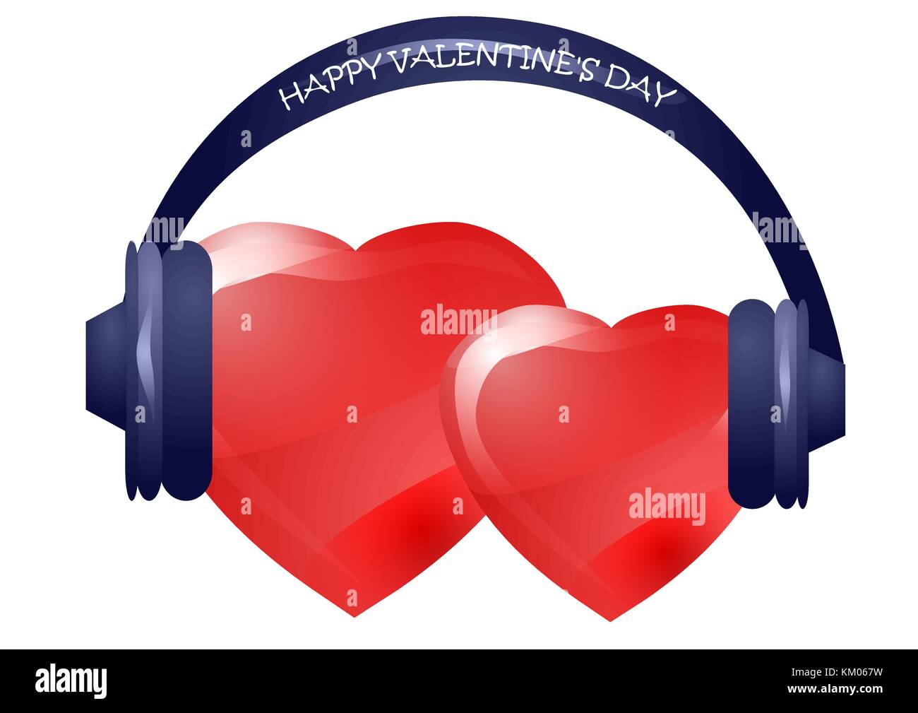hearts with headphones isolated on white background Stock Vector Image ...