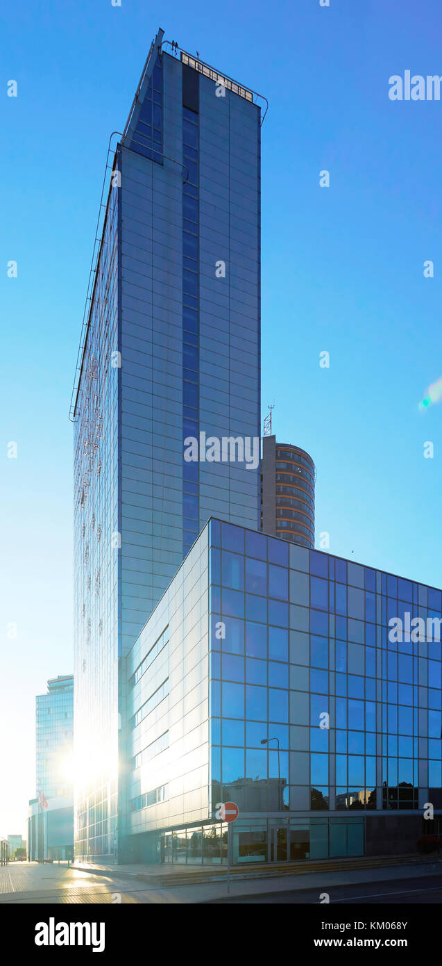 Vilnius, Lithuania - August 8, 2017: Modern office building skyscrapers ...
