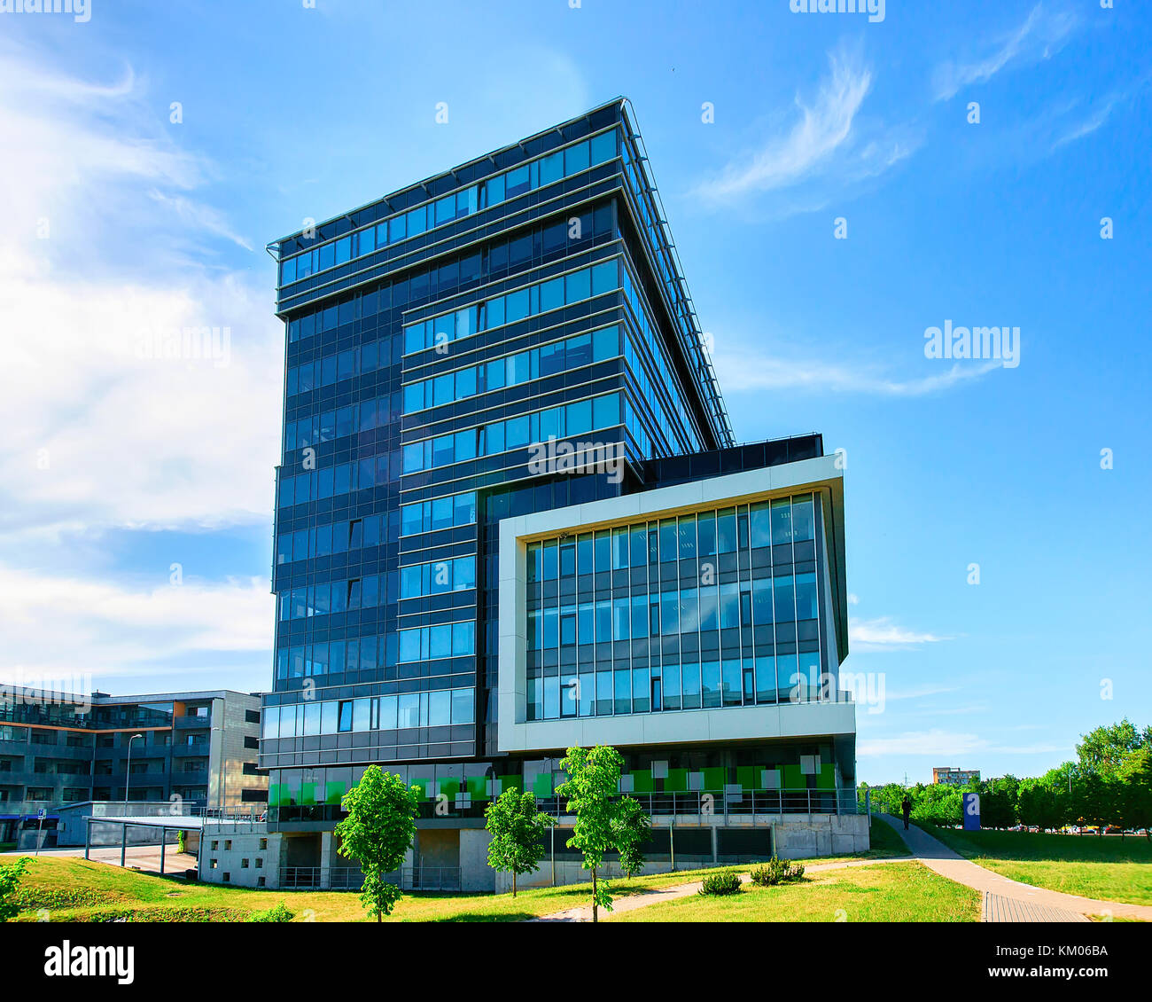 Vilnius, Lithuania - June 6, 2017: Modern bank building skyscraper in ...