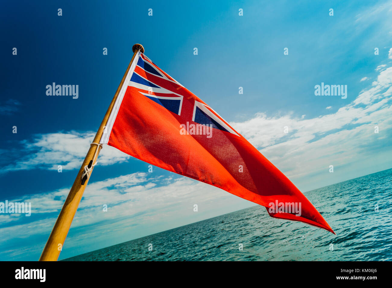 The uk red ensign the british maritime flag flown from yacht sail boat ...