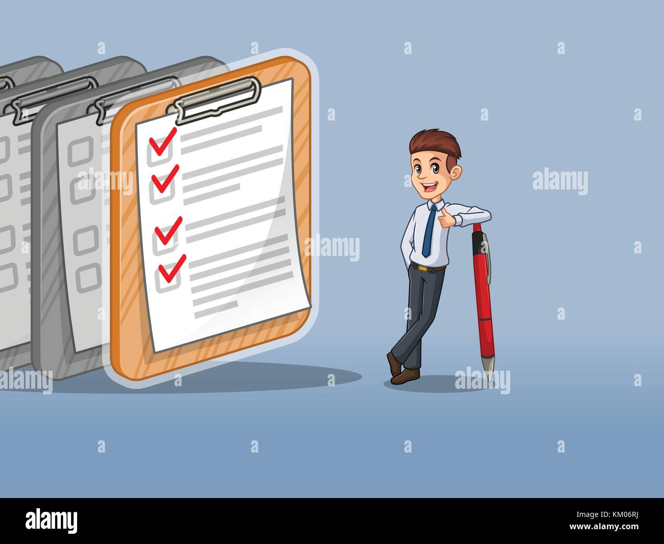 Businessman in shirt cartoon character design leaning a pen with ...