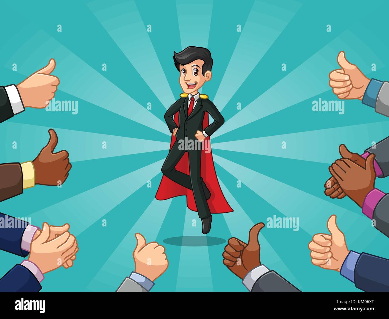 Superhero businessman in black suit cartoon character design with many ...