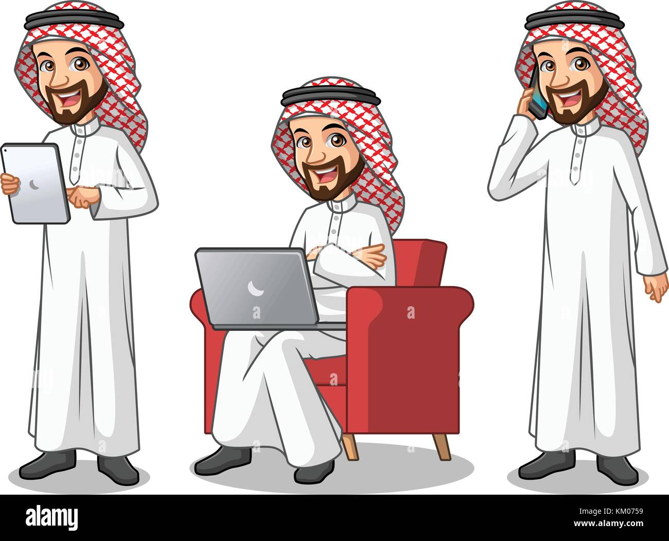 Set of businessman Saudi Arab man cartoon character design working on ...