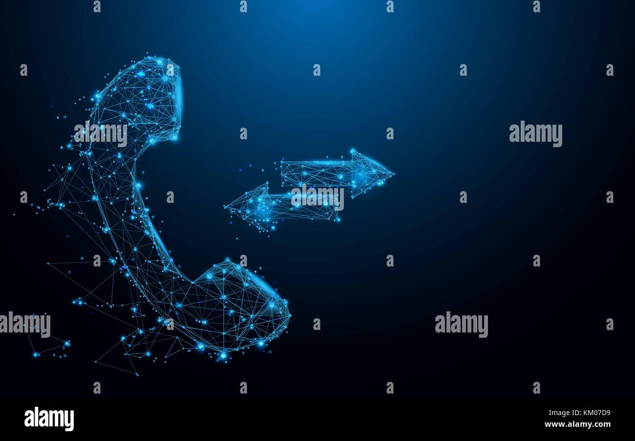 Abstract phone icon from lines and triangles, point connecting network ...