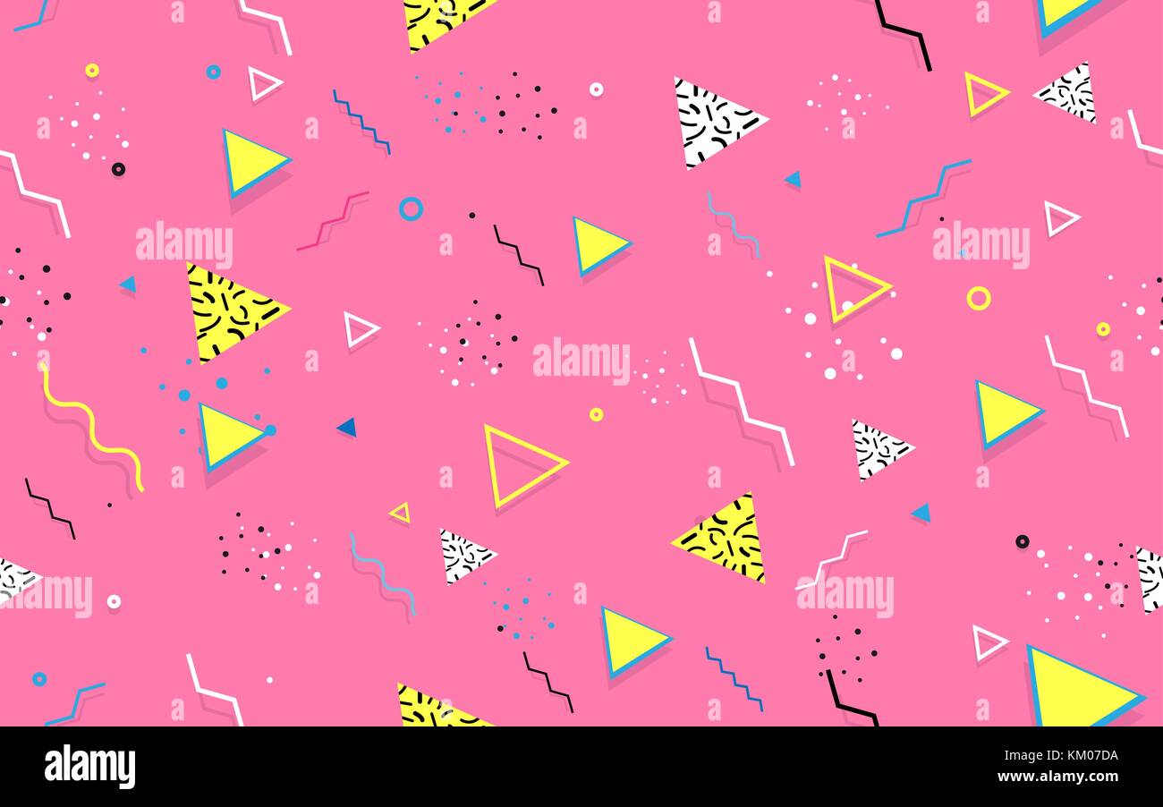 Abstract seamless trendy Geometric Line Shapes. Retro 80s-90s style ...